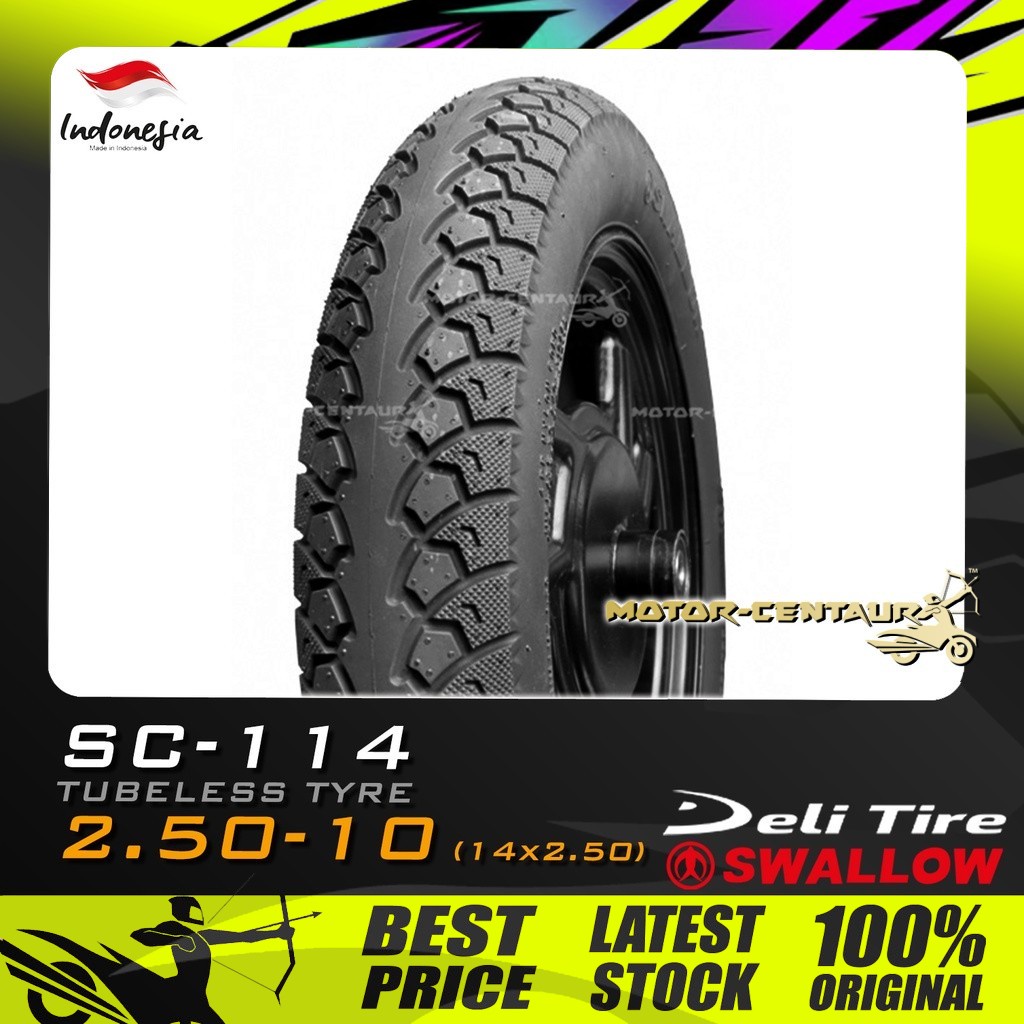 TAYAR SWALLOW/DELI TUBELESS TYRE SC114 SC-114 2.50-10 250-10 ...