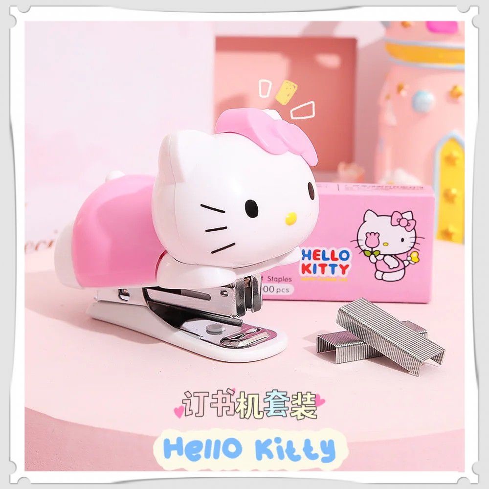 Sanrio Kawaii Hello Kitty Stapler Cartoon Portable Mini Book Binder ...