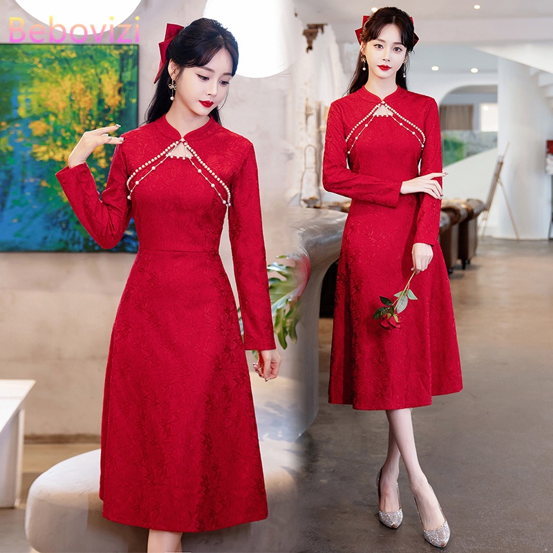 4XL Plus Size Chinese Style Qipao Modern Asian Dress for Women Long ...