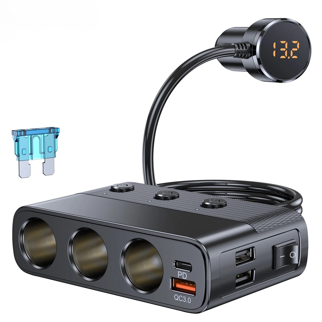 New 127w 7-in-1 Car Charger Splitter PD30w QC3.0 Lighter Adapter Car ...