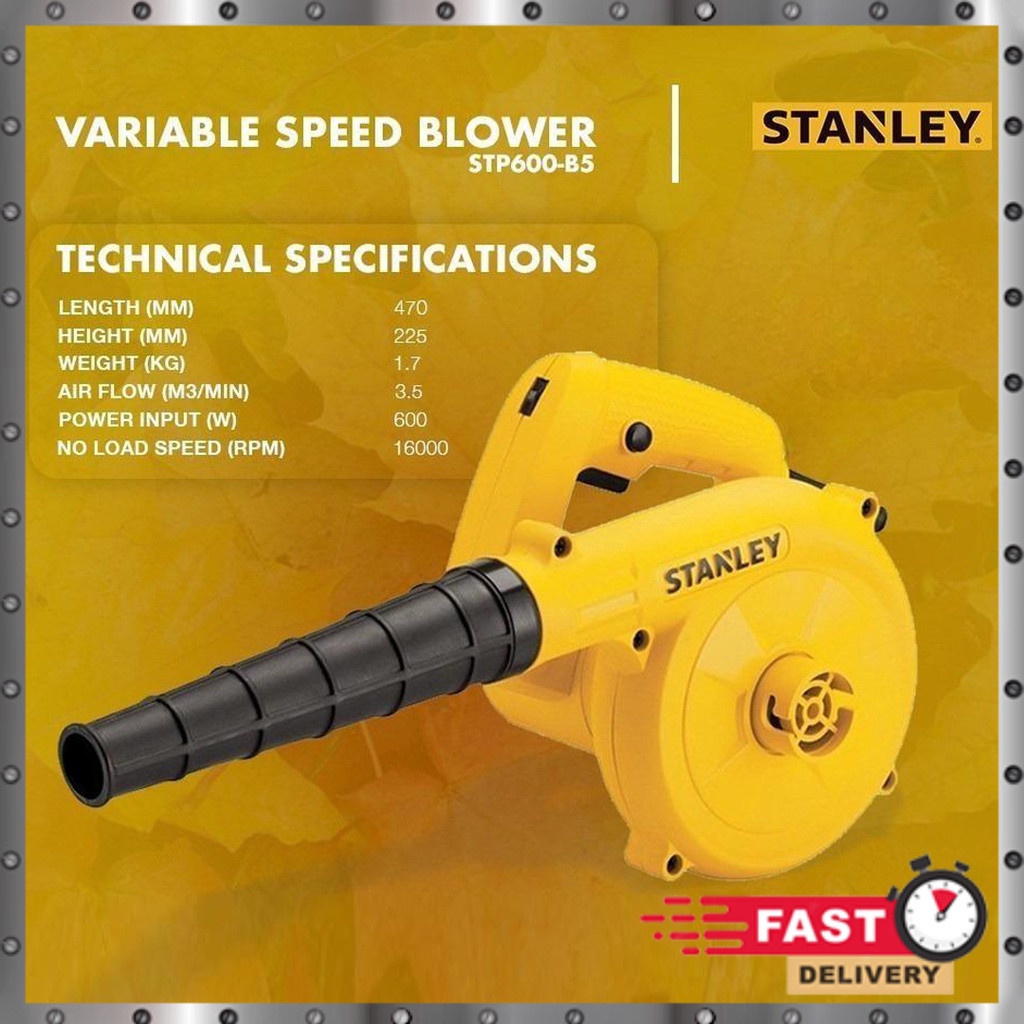 STANLEY STPT600 600W 2 IN 1 Variable Speed Blower & Vacuum Include Dust ...