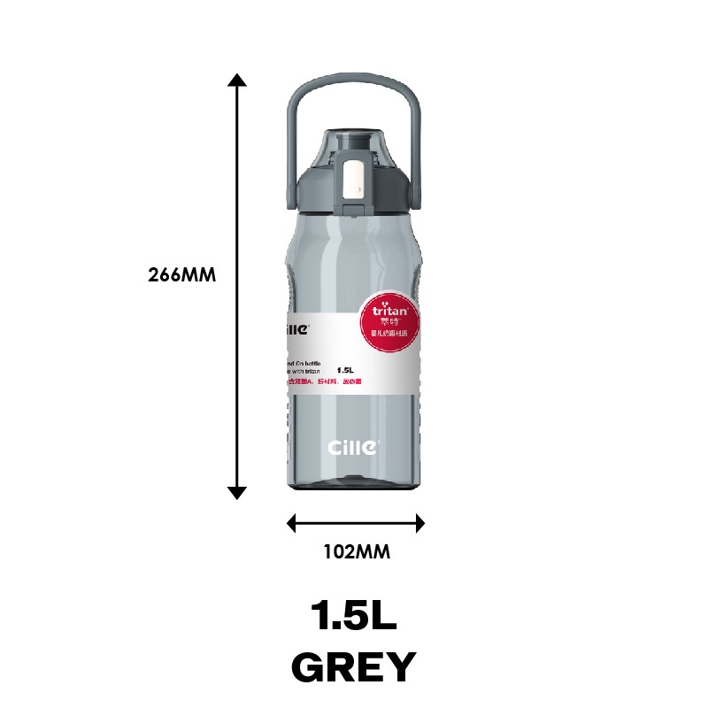Cille Water Bottle Tritan BPA-Free Plastic Water Bottle With Handle ...