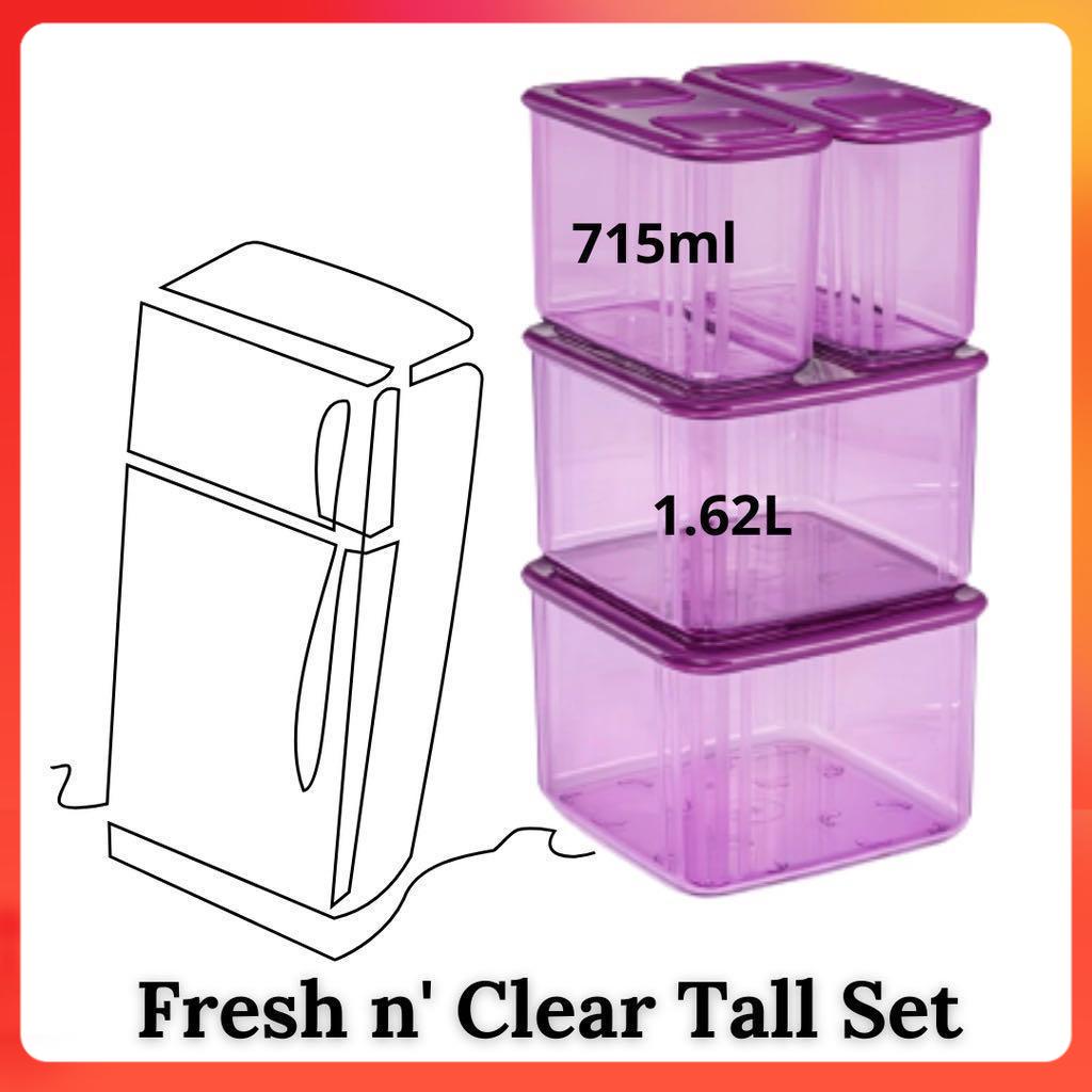 Tupperware Fresh n’ Clear Tall Set 715ml 1.62L (11157853) Bekas Makanan ...