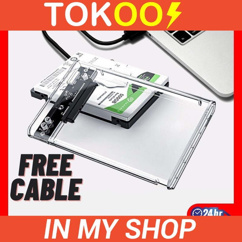 External Hard Disk Case 2.5 inch Free SATA to USB 3.0 Cable Transparent ...