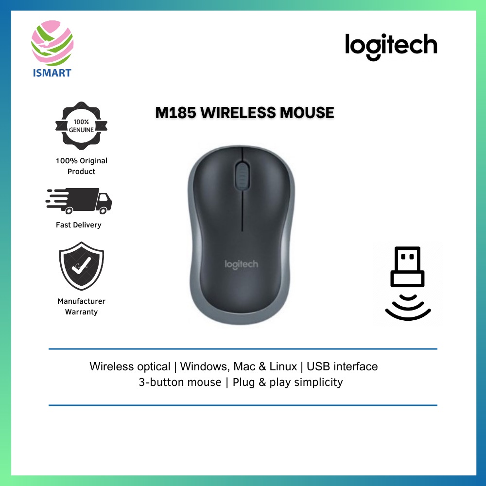 LOGITECH M185 WIRELESS MOUSE (GREY) | Shopee Malaysia
