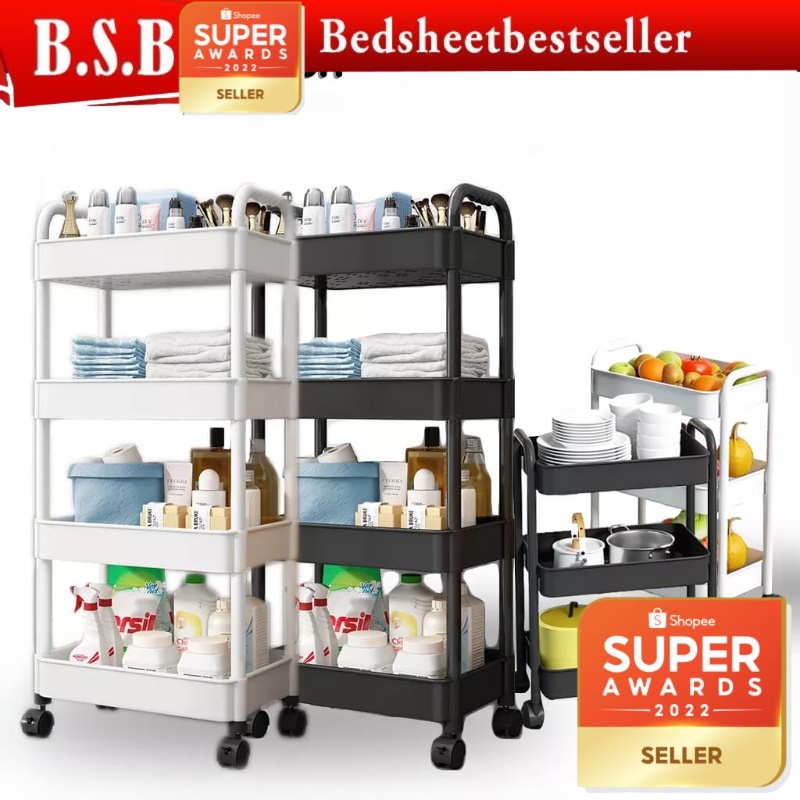 3 ,4 ,5 Tier Multifunction Storage Trolley Rack Office Shelves Home ...