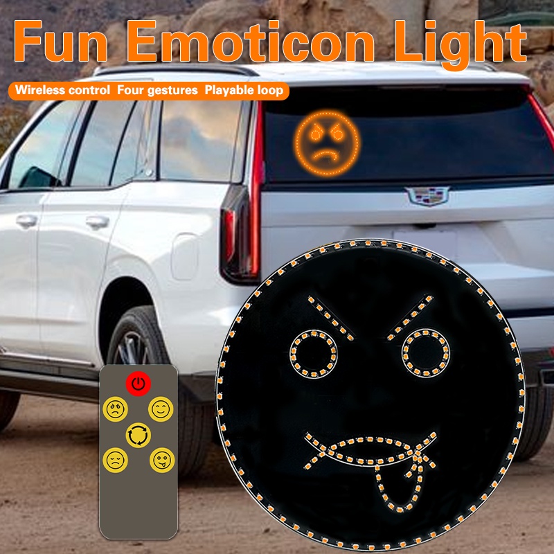 Car LED Fun Expression Light Smiley Face Lights With Remote Control ...