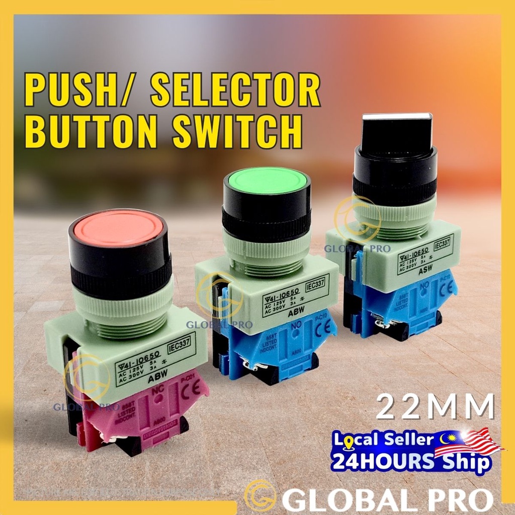 22mm Push / Selector Switch Button Switch ON-OFF / ON-OFF-ON Selector ...