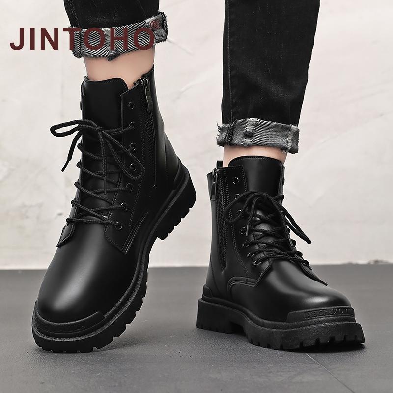 JINTOHO Fashion Men Leather Boots Casual Leather Shoes For Men Winter ...