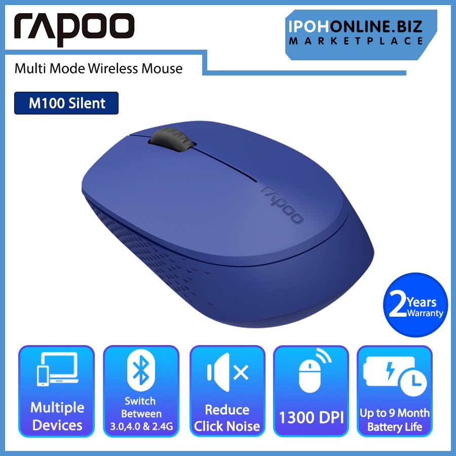 Rapoo M100 Silent Multi Mode Bluetooth Mouse 1300DPI 2.4G Wireless ...
