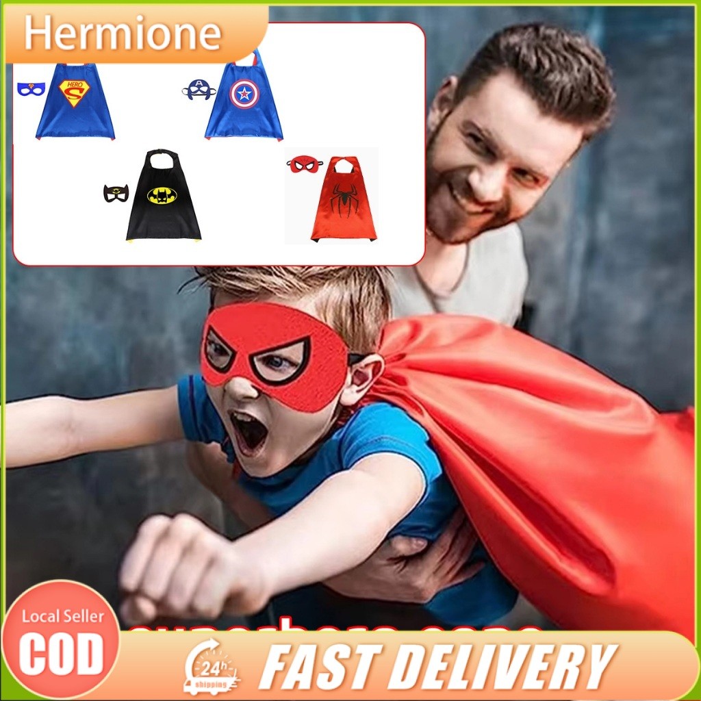 Superhero Costume Children 70cm Capes Shawl Cloak Felt Mask Set Cosplay ...