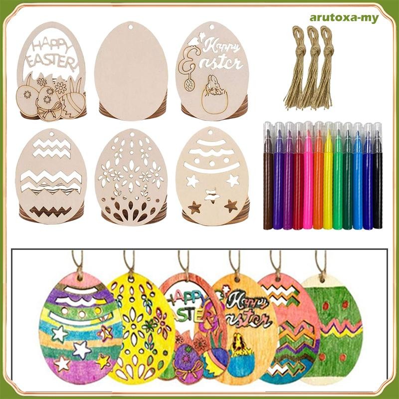 [ArutoxaMY] 30 Pieces Wooden Easter Egg Cutouts Egg Shaped Blank ...
