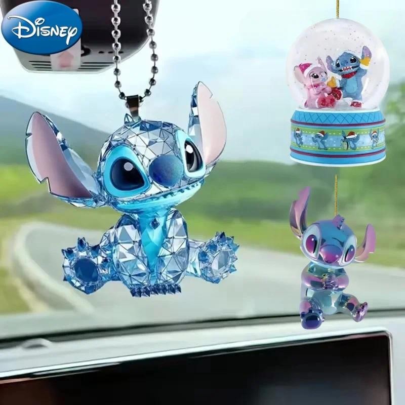 Kawaii Disney Stitch Anime Car Hanging Pendant 2D Flat Acrylic Ornament ...