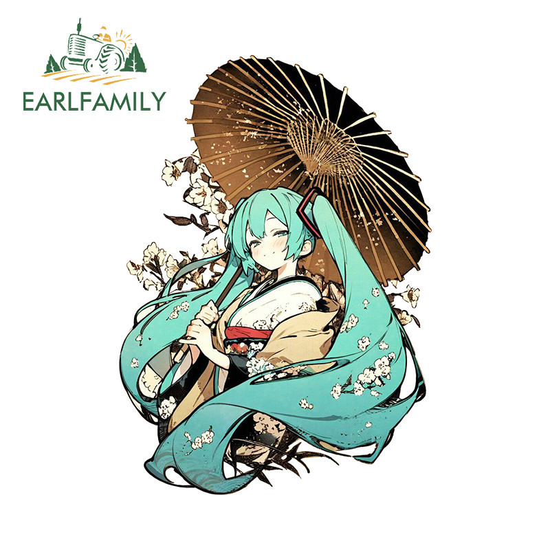 EARLFAMILY Hatsune Miku Car Stickers Anime Half Body Funny Motorcycle ...