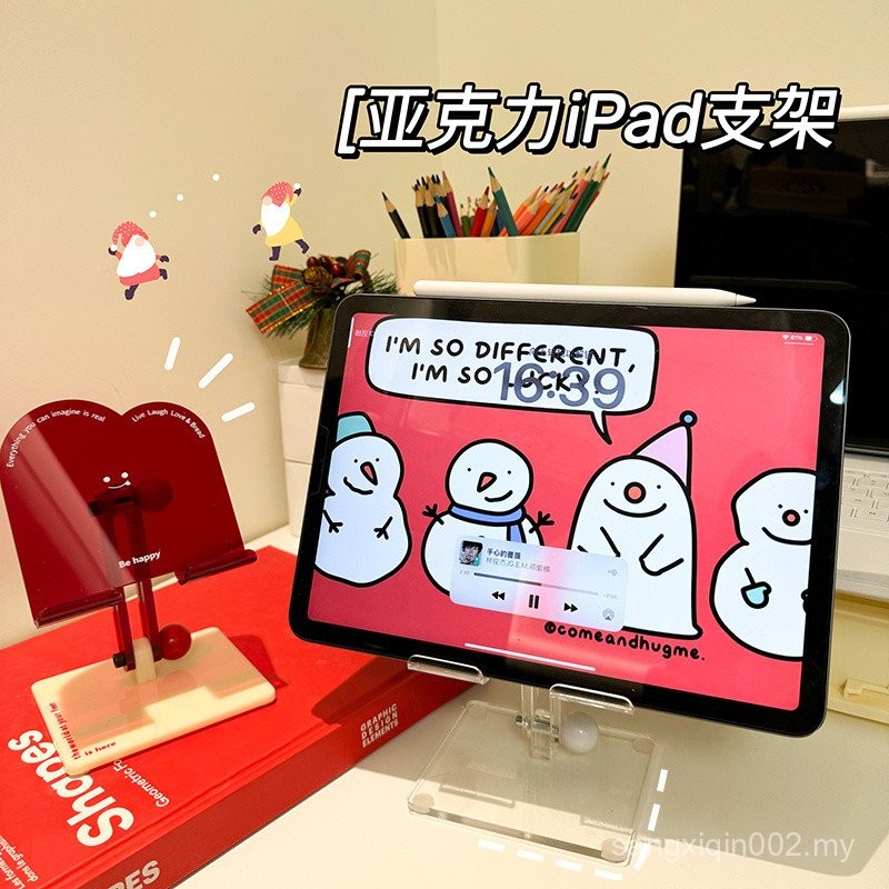 Acrylic Phone Stand Desktop Cute Smiley Face 2024 New Year Red ipad ...