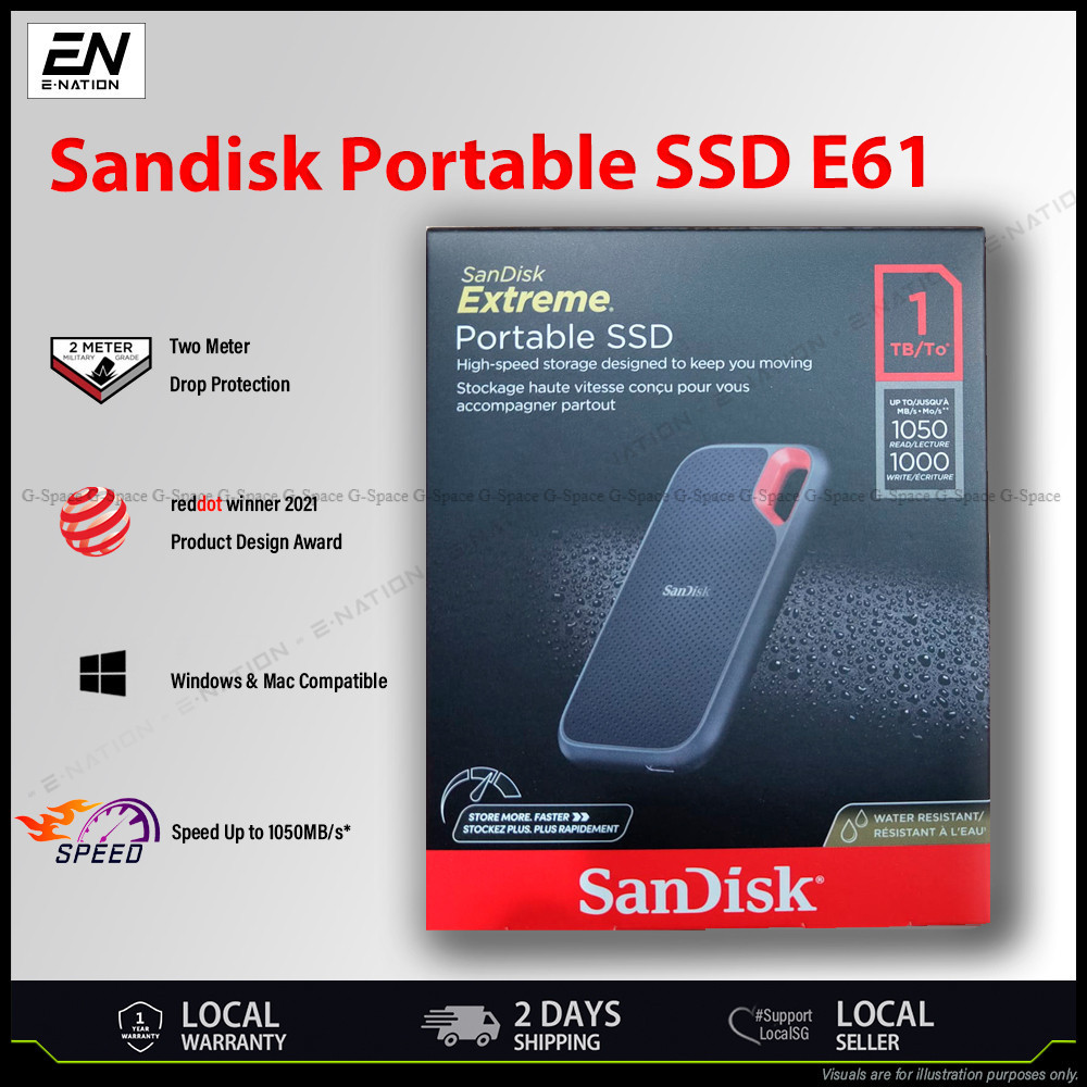 Sandisk Portable SSD E30 480GB 1TB 2TB / Extreme Portable SSD E61 500GB 1TB 2TB | Shopee Malaysia