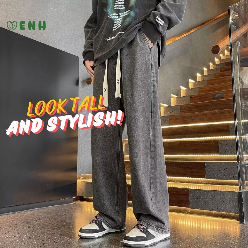 04 ENH Men Oversize Denim Pants Casual American Style | Shopee Malaysia