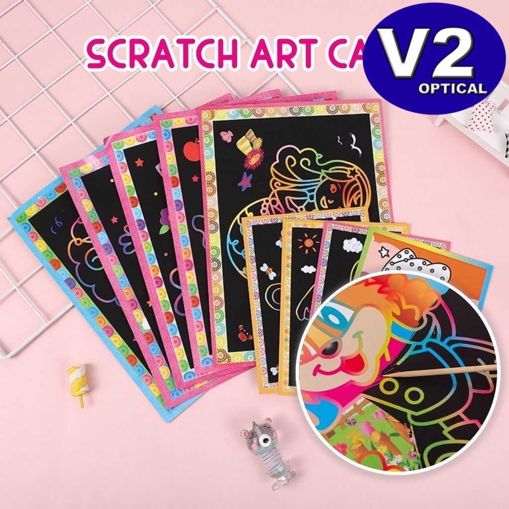 (1 PCS) Colorful Magic Scratch Art Card Kids Children DIY Dual Sided ...