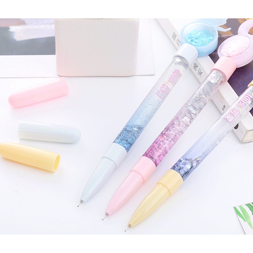 Kawaii Liquid Quicksand Gel Pen Neutral Pen Sequins Decorate Signature ...