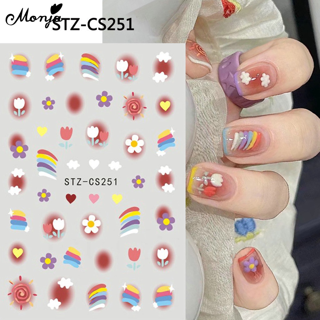 Monja Nail Appliques Nail Art Stickers Mixed Cute Dopamine Star Flowers ...