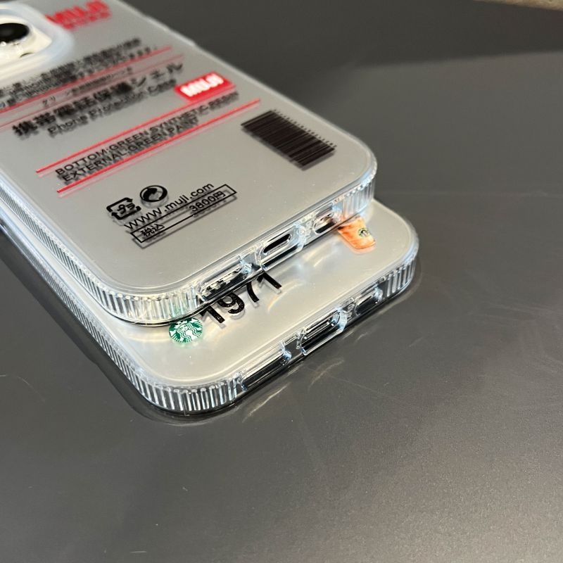 Trendy Coffee Star Brand MUJI LOGO Luxury Plating Silver Phone Case For ...