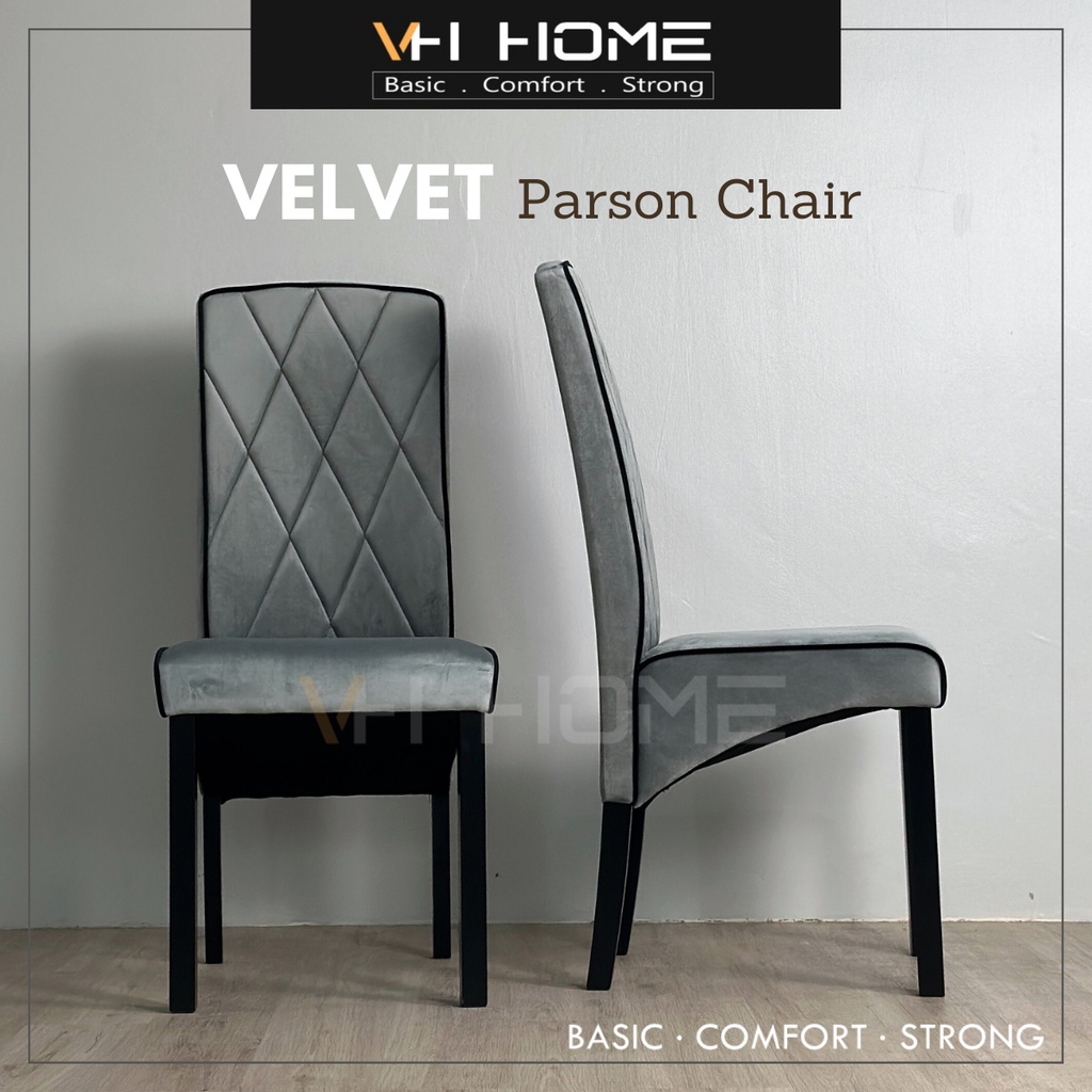 VH VELVET Parson Chair (2 pcs) Dining Chair Kerusi Makan Solid Wood ...