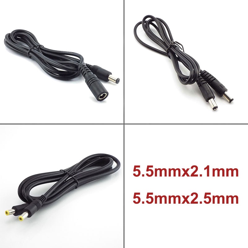 12V DC Power Extension Cable 5.5MM 2.1mm Plug Female to Male 5.5x2.5 Male to Male Adapter Cord ...