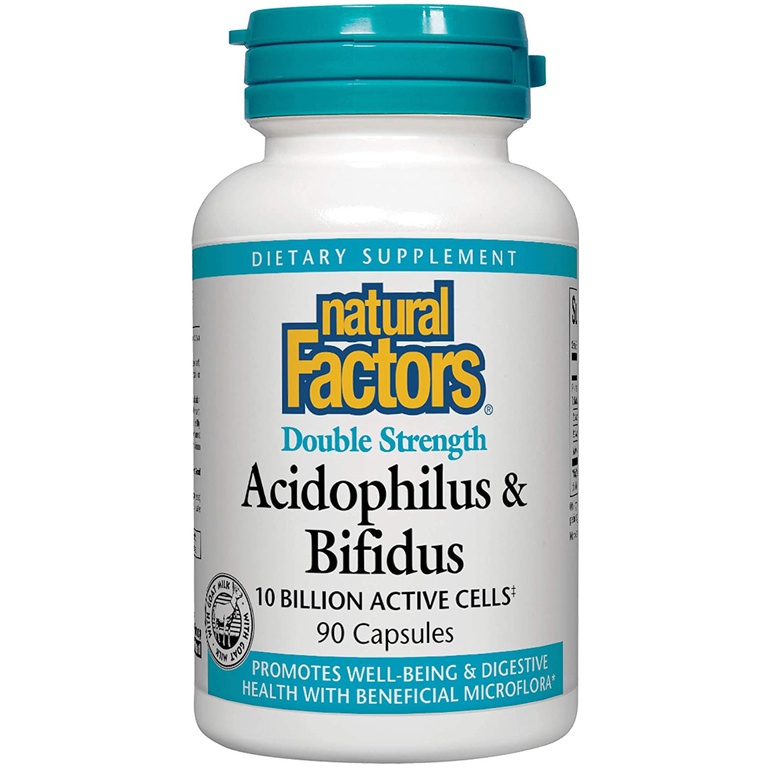 Natural Factors Acidophilus & Bifidus Double Strength, 10 Billion CFUs ...
