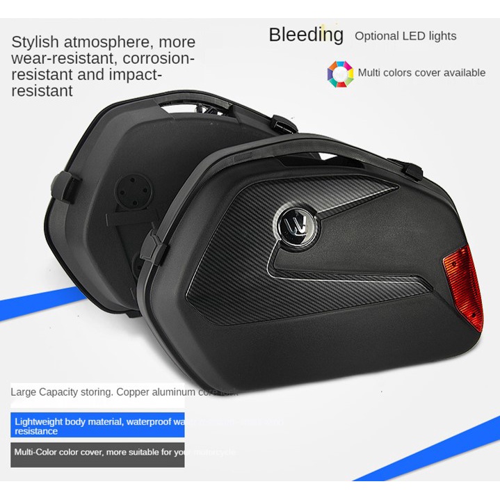 MODENAS WATERPROOF V35 SIDE BOX ABS PLASTIC WITH LED LIGHT HARD SHEILD ...