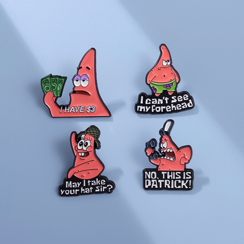 Cartoon Funny Patrick Star Enamel Pins Brooches Animation Spongebob ...