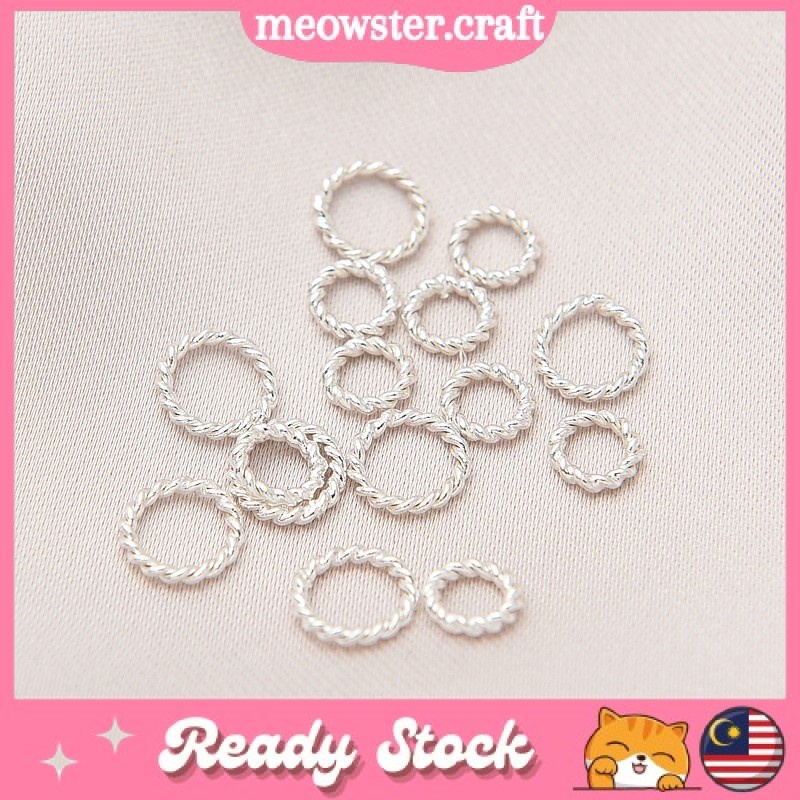 925 Sterling Silver Plated Twisted Rope Closed Jump Ring, Diamond Cut ...