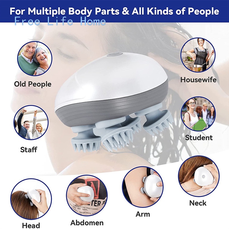 Octopus electric scalp head massager wet and dry dual use kneading soul ...