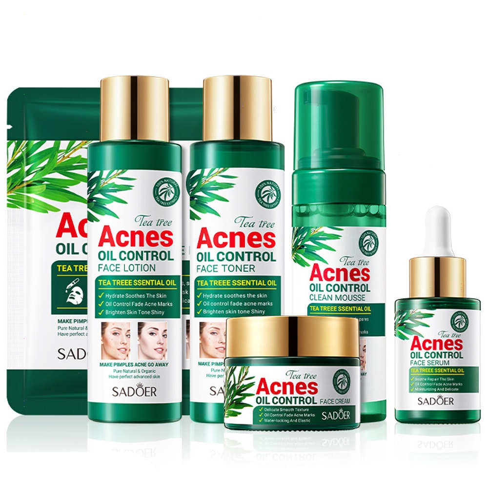 SADOER Tea Tree Acne Oil Control Full Range Skin Care Anti-Acne Hydrating Moisturizing Facial ...