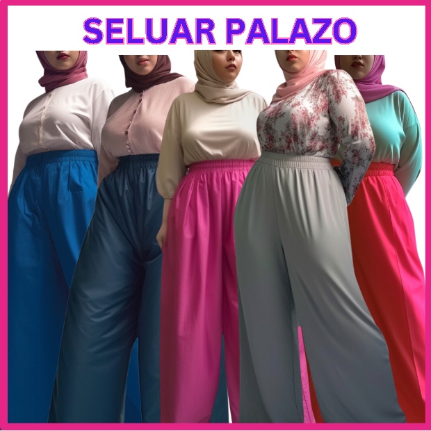 Seluar Palazo Plus Size Palazzo Cotton Laici Lembut Seluar Palazo ...
