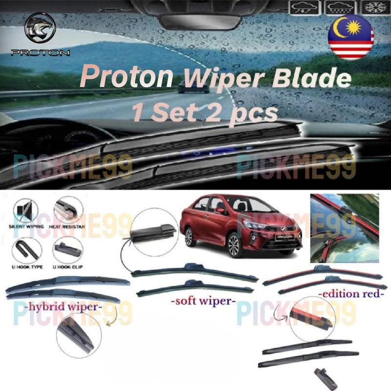 1 SET (2PCS) PROTON Car Wiper Soft Rubber Wipers Blade for preve flx ...