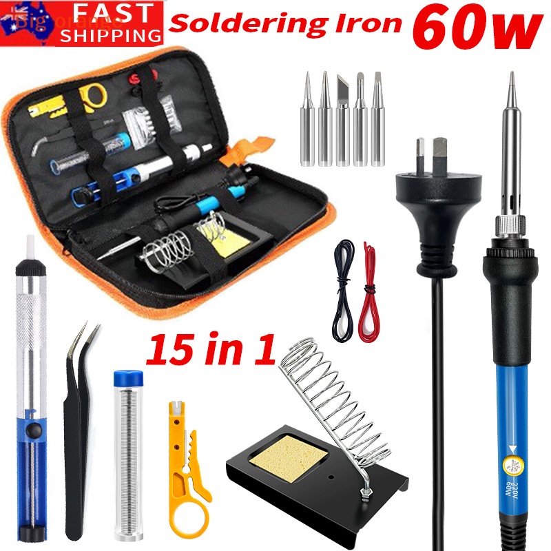 [Big orange] 220V 60W Soldering Iron Kit Adjustable Temperature 15 In 1 ...