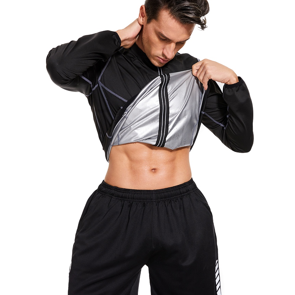 Men'S Sauna Jacket Latex Saunas Sweat Sweating Top Exercise Weight Loss ...