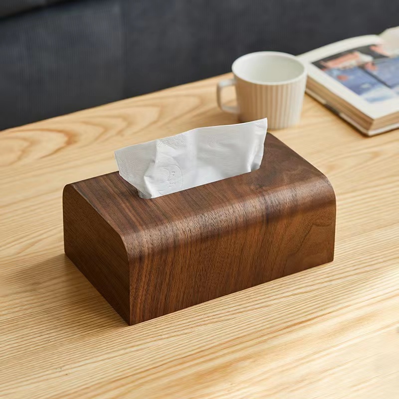 Simple Living Room Tissue Box Walnut Wood Bathroom Paper Box Table ...