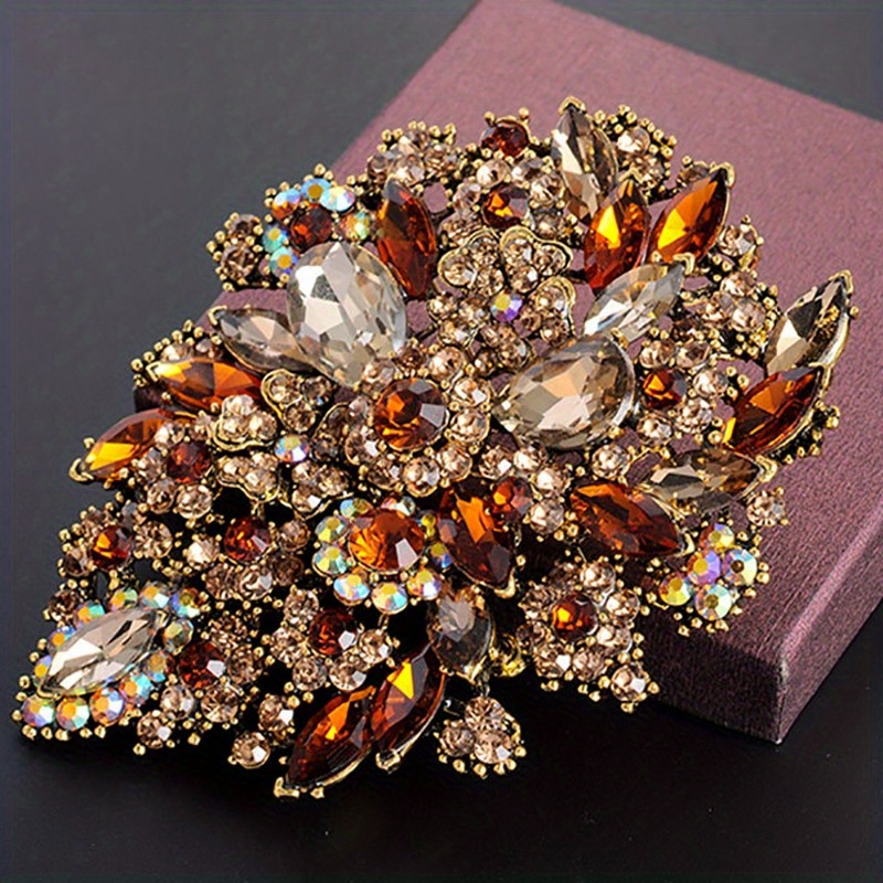 Retro Exaggerated Temperament Large Crystal Glass Brooches for Women ...
