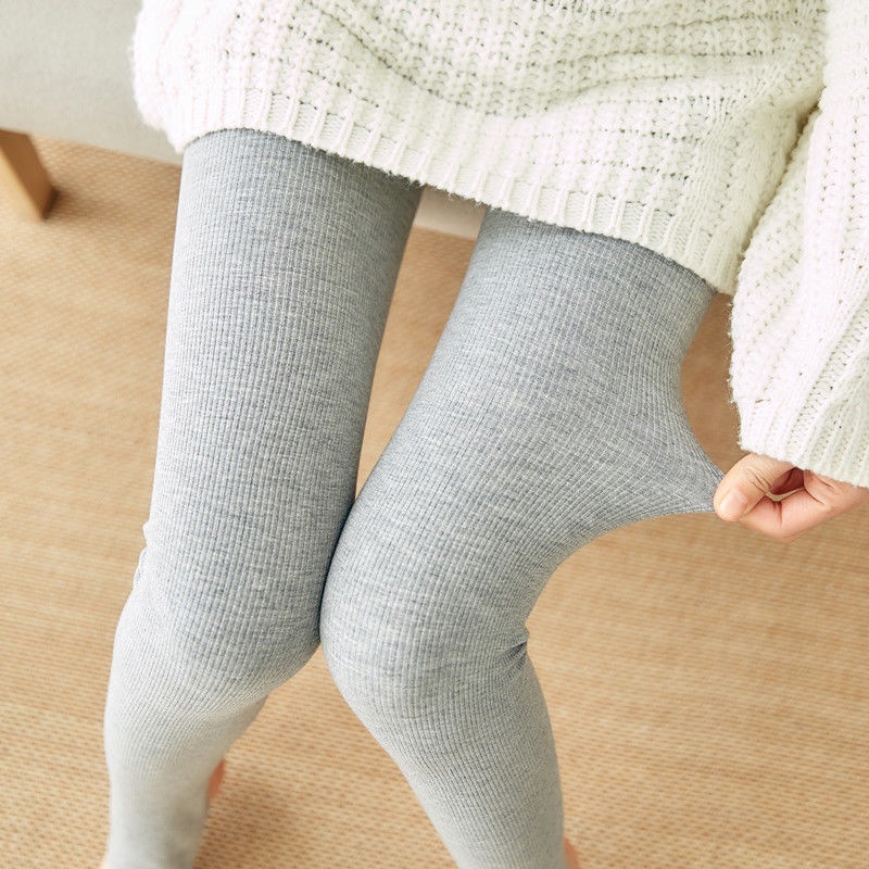 Gray Leggings For Women Pantyhose Vertical Striped Plush Tights Thick ...