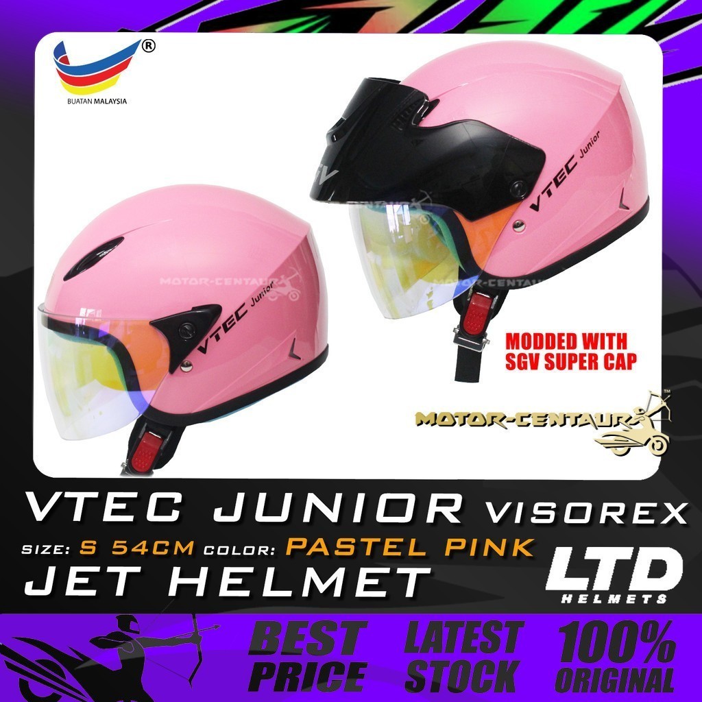 TOPI KELEDAR KANAK-KANAK/BUDAK LTD VTEC JUNIOR VISOREX HELMET PASTEL ...