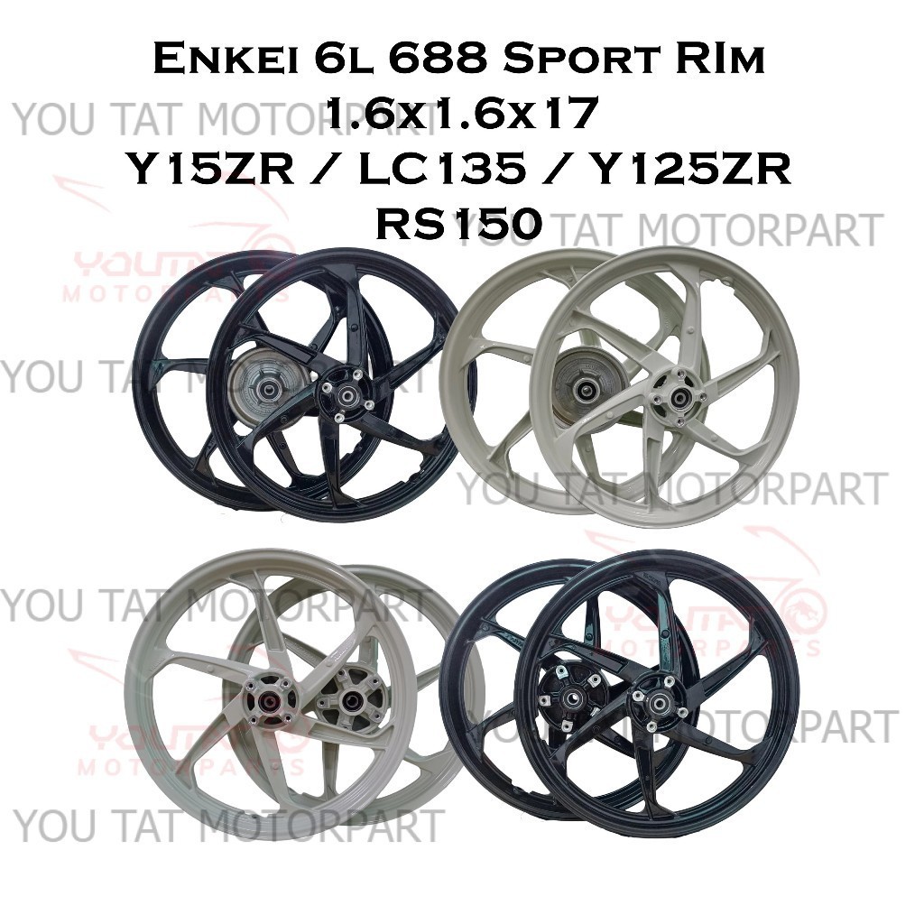 ENKEI 6BATANG 6L 688 SPORT RIM Y15ZR LC135 Y125Z RS150 BLACK WHITE CHOP ENKEI WITH BEARING ...