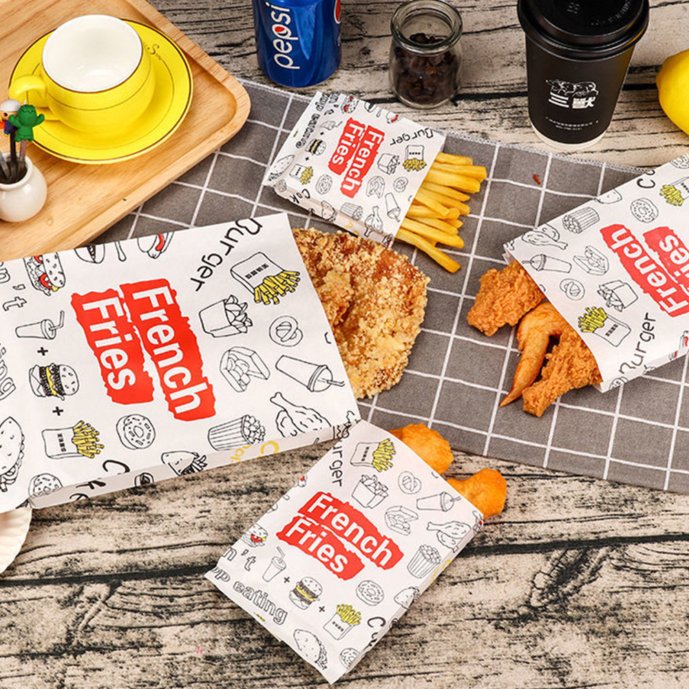 100pcs French Fries Food Grade Kitchen Pancake Burger Greaseproof Paper ...