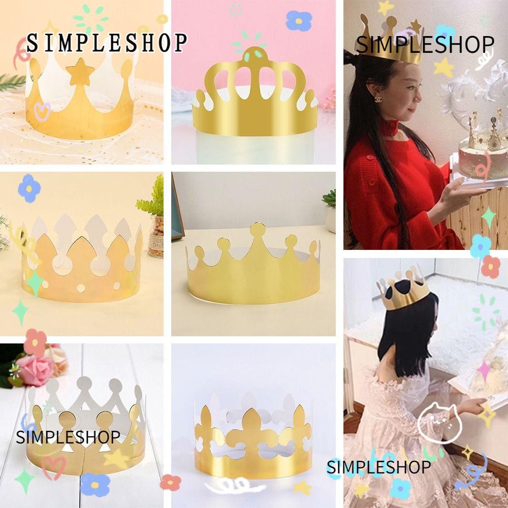 SIMPLESHOP 10Pcs Paper Crown Cap Wedding Decor Cake Decoration Ornament Kids Aldult Fashion ...