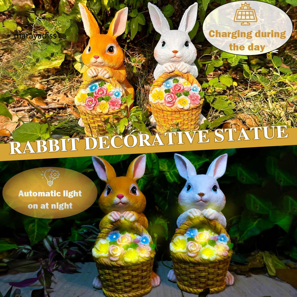 Solar Bunny Sculpture Outdoor Bunny Decor Adorable Solar Rabbit Statue ...