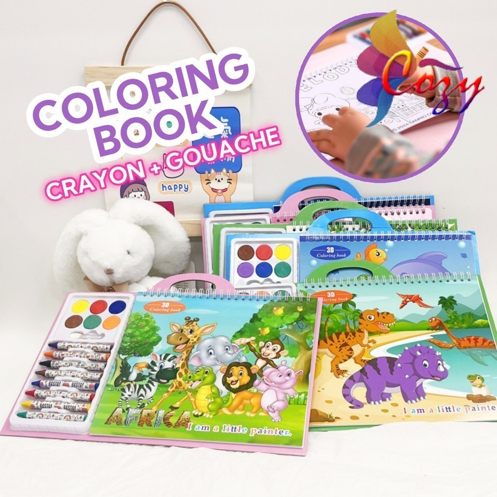 Crayon Gouache Painting Book Set Children Art Painting Doodle Book ...