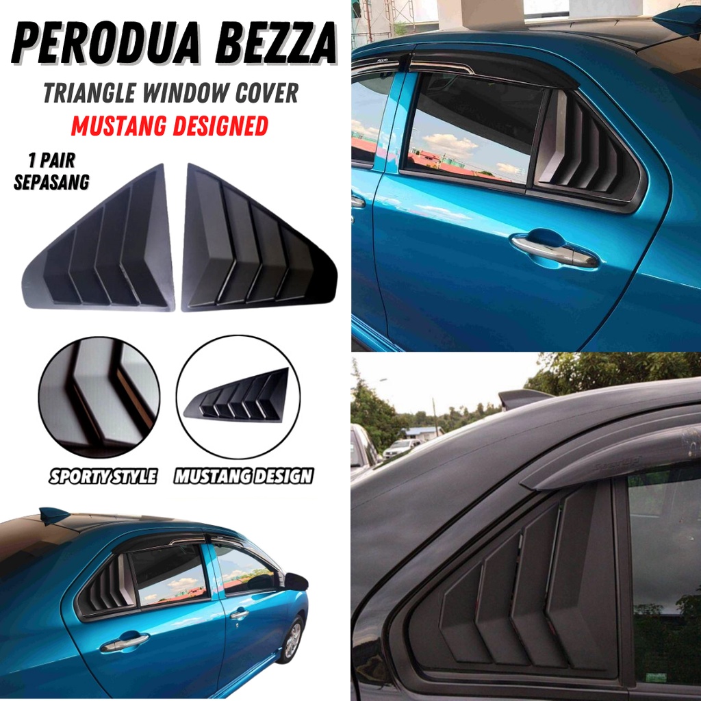 PERODUA BEZZA REAR WINDOW COVER Mustang Shark Gill side louver ...