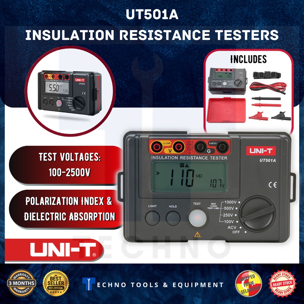 UNI-T UT501A 1000V Digital Insulation Resistance Tester (Original 3 ...