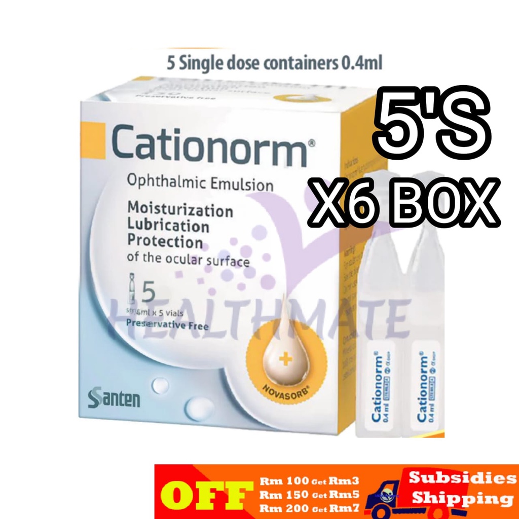 CATIONORM EYE DROPS EMULSION 5'SX6BOX (30'S) | Shopee Malaysia