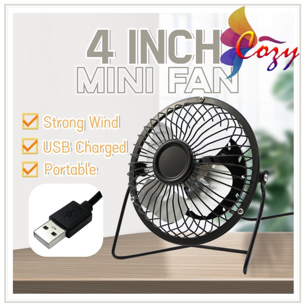Mini USB 4 Inch Metal Fan Desk Table Fan Portable Super Cooling Silent ...